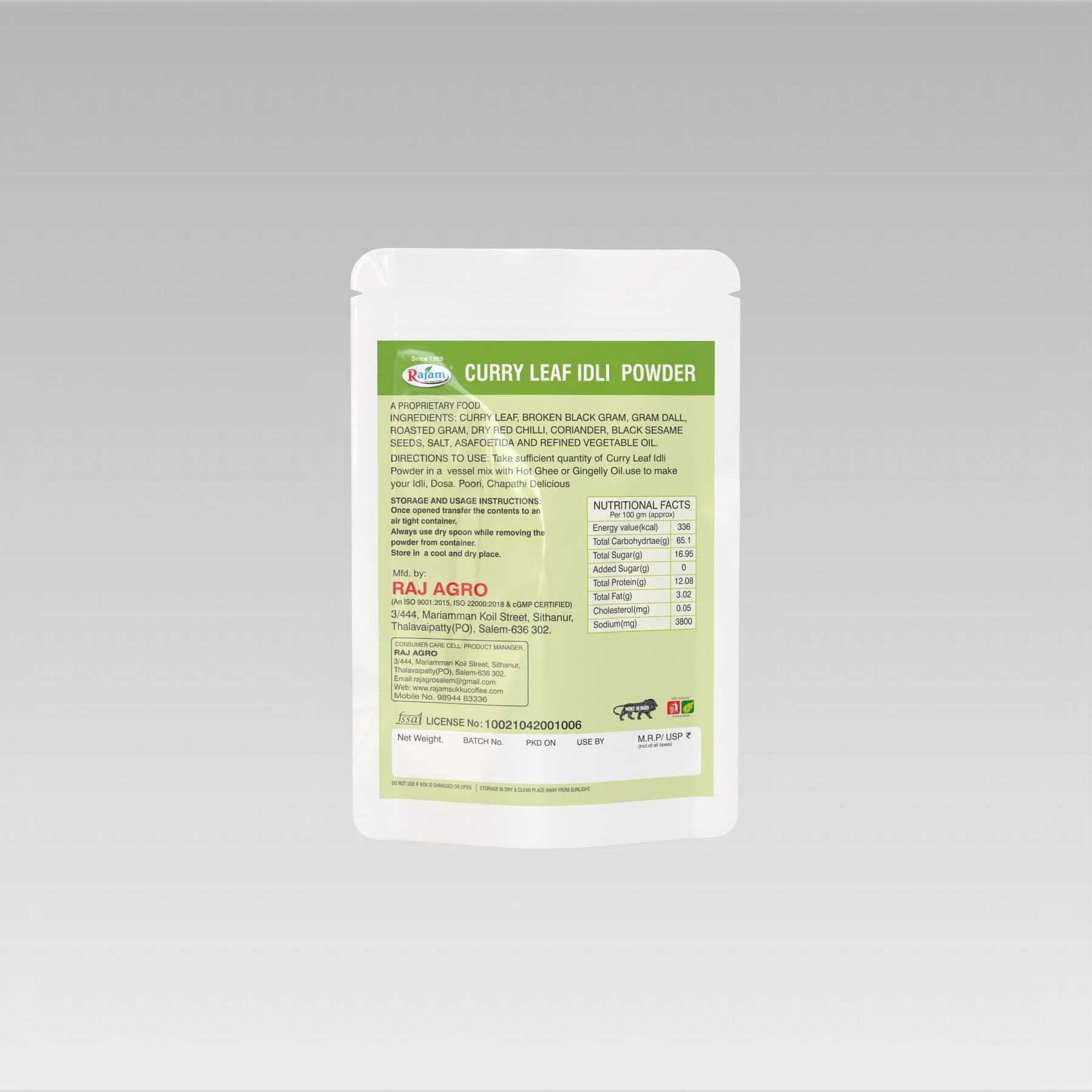 100GM JAR RAJAM CURRYLEAF IDLICHILLI POWDER – Rajam Sukku Coffee