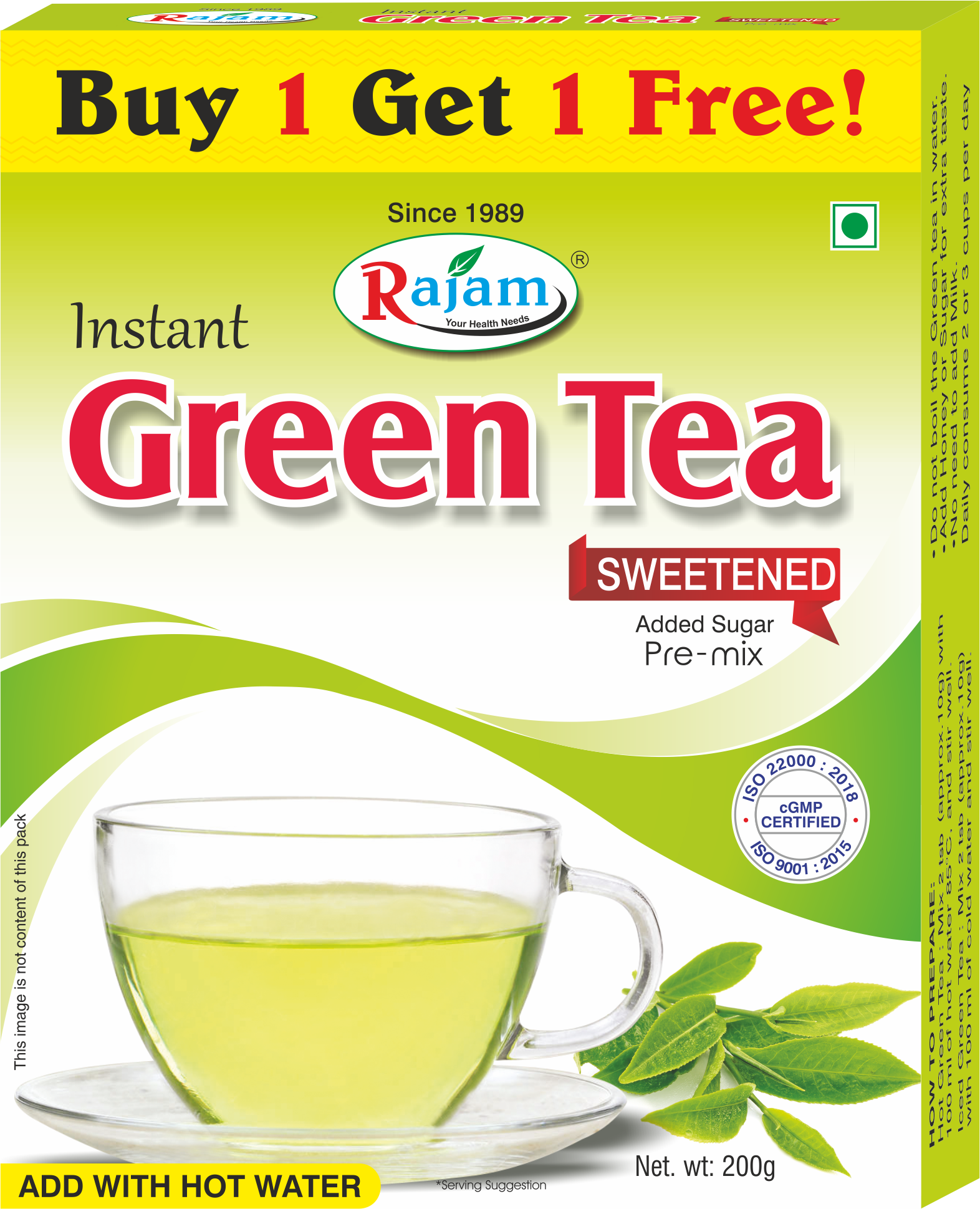 200GM BOX RAJAM INSTANT GREEN TEA PREMIX – Rajam Sukku Coffee